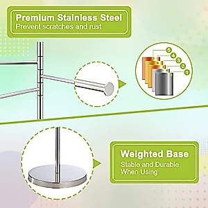 Standing Towel Racks for Bathroom, Freestanding Bathroom Towel Rack Stand with 3 Swivel Arms, Stainless Steel Outdoor Floor Towel Holder, Rust Proof Chrome, DECLUTTR