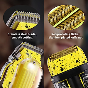 LOREAD Cordless Hair Clippers for Men and Shaver, Professional Electric Clippers, Rechargeable Barber Clippers Reciprocating Razor Shaver Set Transparent Hair Trimmer