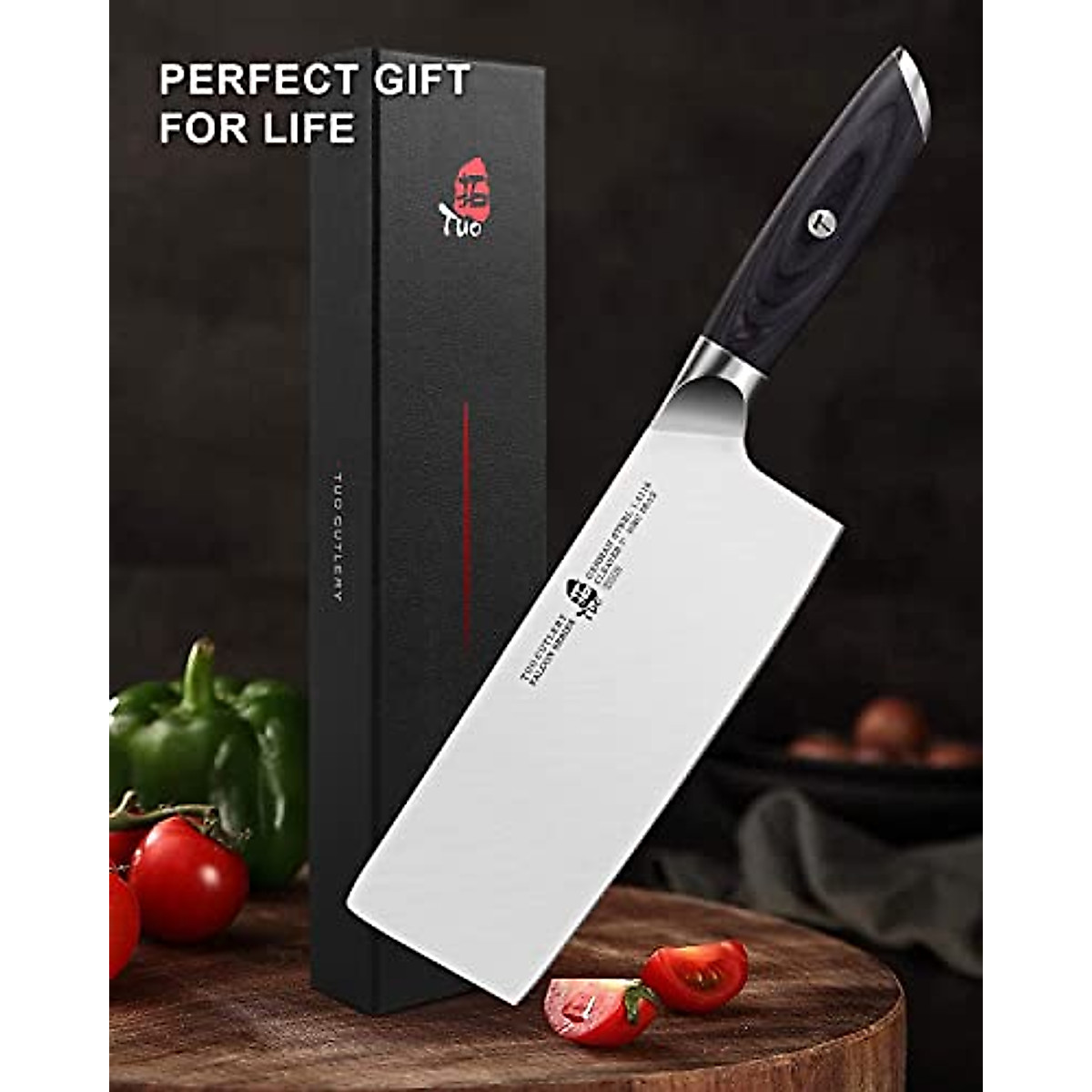 TUO Cleaver Knife, 7 inch Chinese Cleaver Vegetable Meat Cleaver Knife, High Carbon Stainless Steel Chopping Knife with Ergonomic