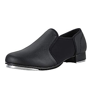 Linodes Unisex PU Leather Slip On Tap Shoe Dance Shoes for Women and Men's Dance Shoes-Black-8M