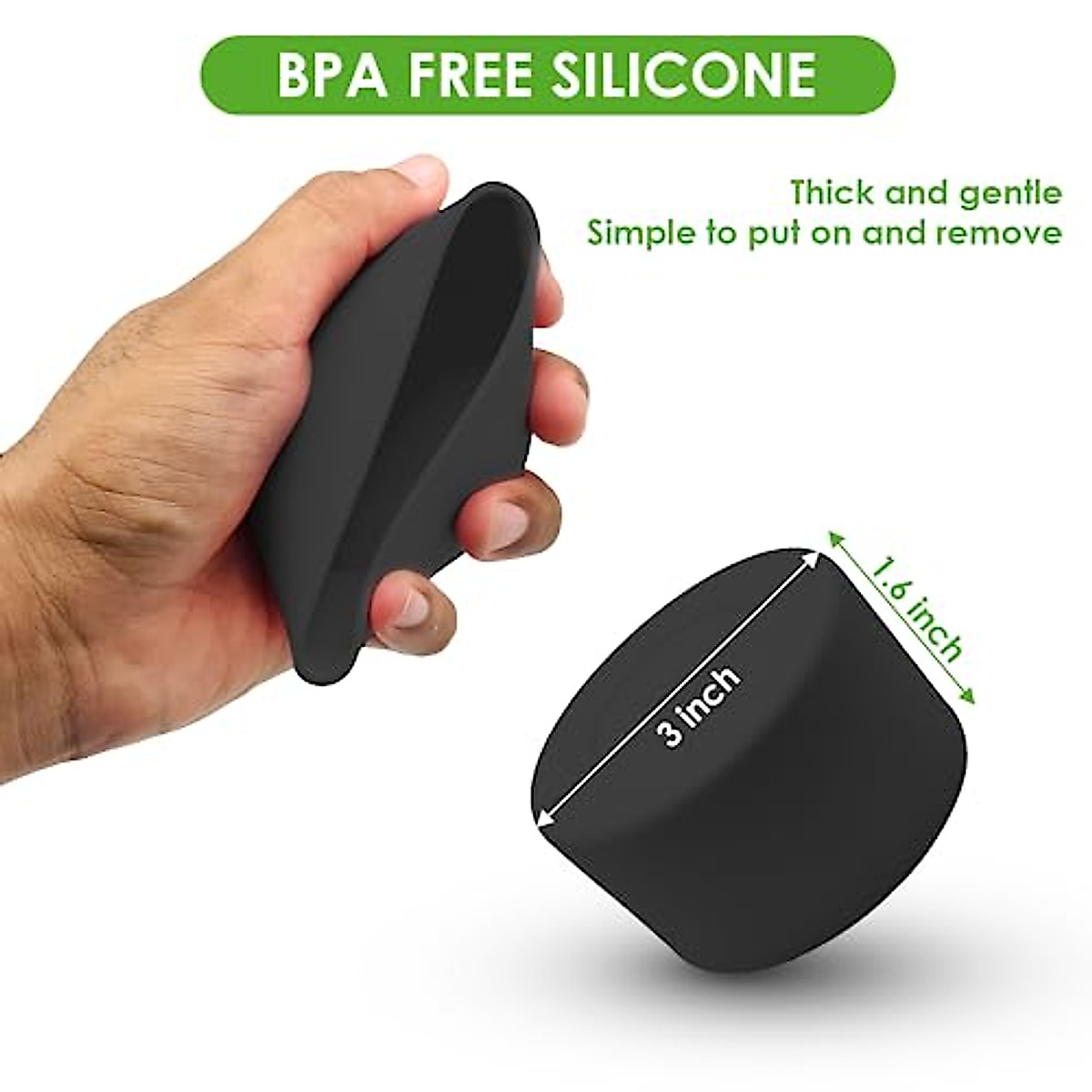 Elevate 2 Pcs Silicone Boot for Stanley Quencher 40oz, 30oz Tumbler with Handle and Stanley IceFlow 20oz, Anti-Slip Protective Water Bottle Bottom Cover for Hydro Sport Flask Bottle 12oz-24oz (Black)