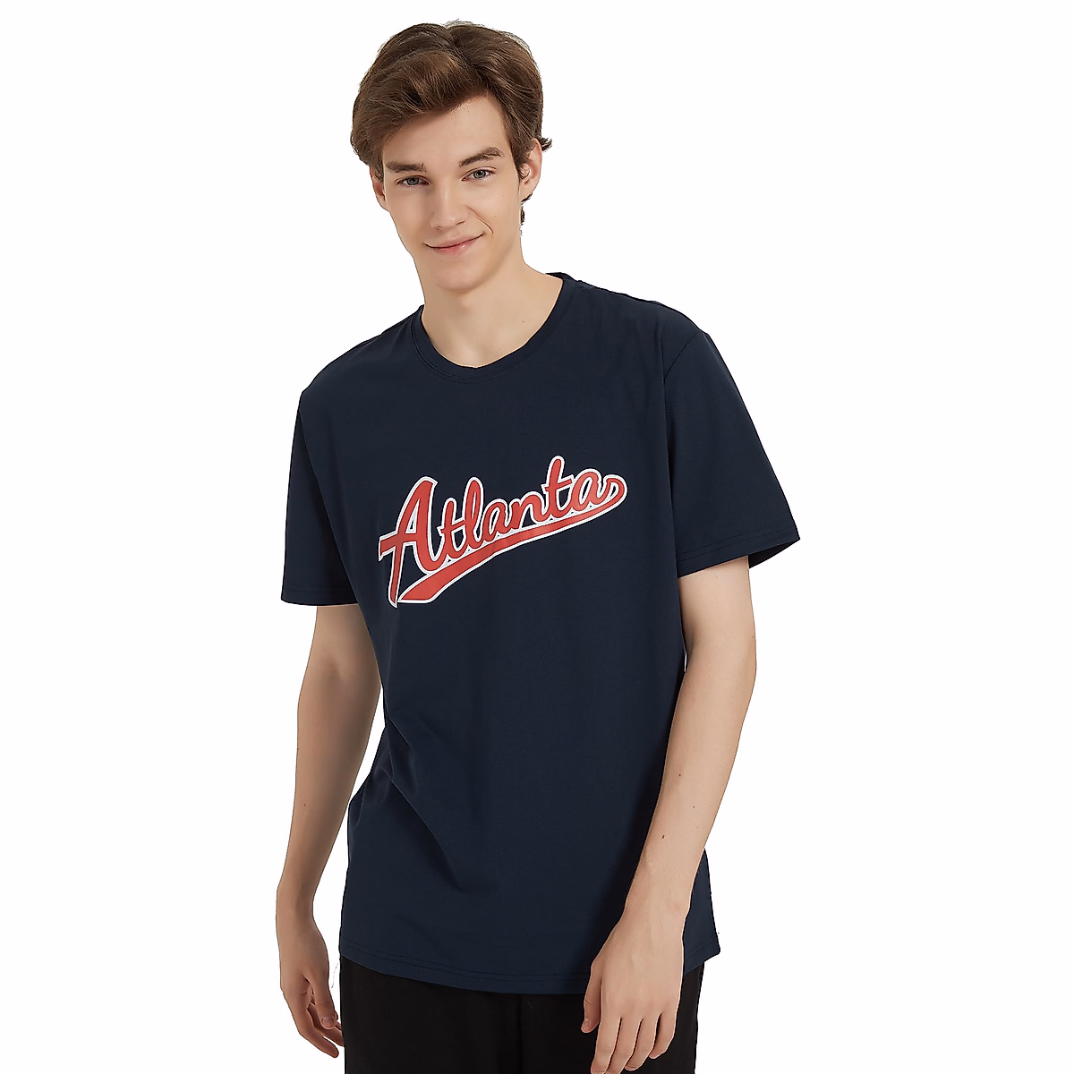 Mens Atlanta Classic Baseball Crew Neck Tee T-Shirt (Men, XL, Atlanta Navy)