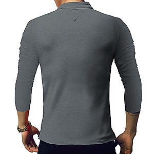 LOGEEYAR Mens Fashion Polo Shirt Short/Long-Sleeve Slim Fit Henley T-Shirts Pique Cotton Clothes