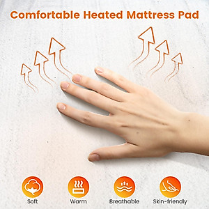 Giantex Twin Size Heated Mattress Pad, Electric Heat Pad w/ 8 Heat Settings & 10H Timer, Overheat Protection, Heating Bed Toppers Fit up to 16" Deep Pocket, Machine Washable Bed Warmer