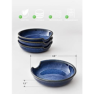 AooLen Ceramic Spoon Rest for kitchen, Spoon Holder for Stove Top, Coffee Spoon Rest, Spoon Cradle, Kitchen Basics, Kitchen Accessories For Utensils, Set of 1, Reactive Glaze Blue