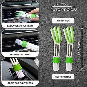 AUTO PRO DIY 11 Piece Car Detailing Kit Set - Car Wheels, Exterior, Interior Cleaning Detail Supplies - Boars Hair, Stainless Steel Wire, Duster Brushes, APD-101