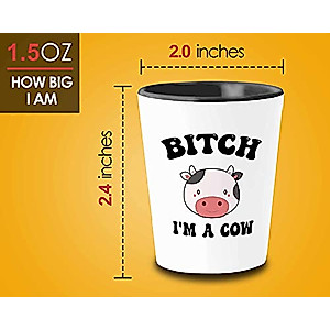 Bubble Hugs Animal Shot Glass 1.5 oz - Im a Cow - Kawaii Farm Farmer Cute Cow Lovers Sarcasm