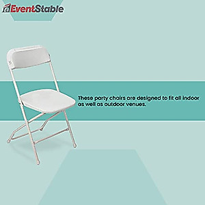 EventStable TitanPRO White Plastic Folding Chair - Lightweight Foldable Outdoor Chair - Durable Patio Chairs - Chairs Set for Parties Banquet Events - 10 Pack