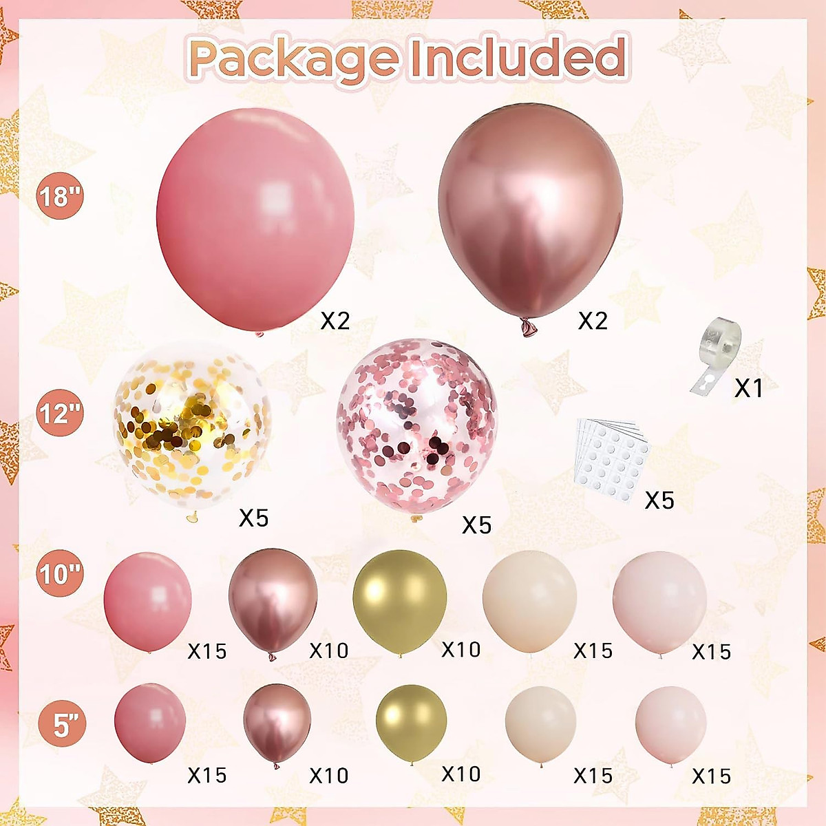 Blush Pink Nude Balloon Arch Kit, Dusty Pink Rose Gold Nude Balloons for Girls Women Birthday Baby Bridal Shower Engagement Wedding Party Decorations