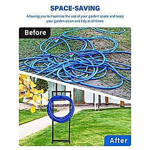 SNOGSWOG Garden Hose Holder, Freestanding Hose Stand Holds 3/4 inch x 125 FT, Heavy Duty Hose Hanger, Detachable Metal Hose Reel for Outside Yard Lawn, Black