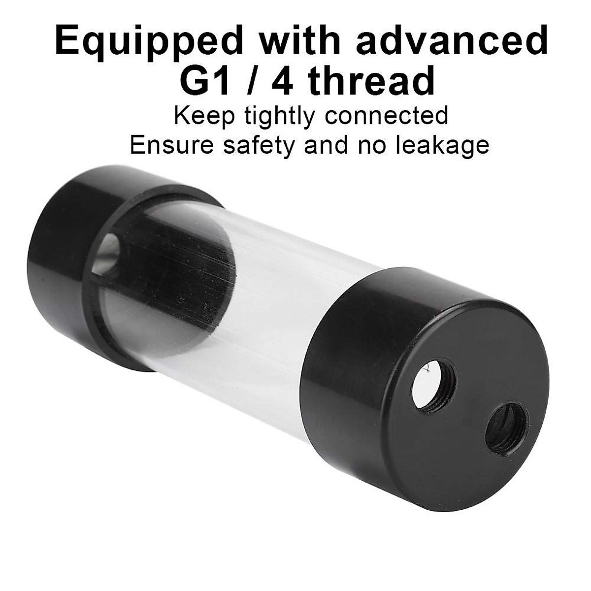 ASHATA Cylinder Water Cooling, 150mm Transparent Fast Cooling Water, G1/4 Thread Heat Exchanger Water Cooling Reservoir Radiator for PC Comp