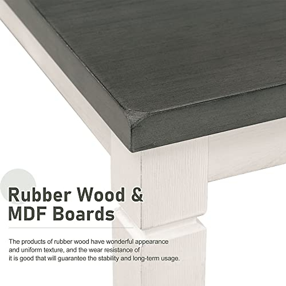 Neoclassical 7-Piece Dining Table Set, Solid Wood Kitchen Dining Room Table Set of 7, Rectangle Dining Table with 6 Upholstered Chairs and Shaped Legs, Family Dining Kitchen Set for 6