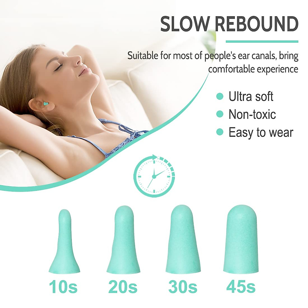 LYSIAN Ultra Soft Foam Earplugs for Sleep - 38dB Noise Reduction Ear Plugs for Sleeping Noise Cancelling, Work, Travel and Shooting Range -60 Pairs Value Pack(Water Blue)