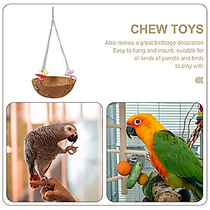 POPETPOP Natural Coconut Shell Bird Nest - Bird Hanging Rocking Nest Parrot Nest Box Coconut Bird Cage Cabin Outdoor Toys for Budgie Cockatiel Lovebird