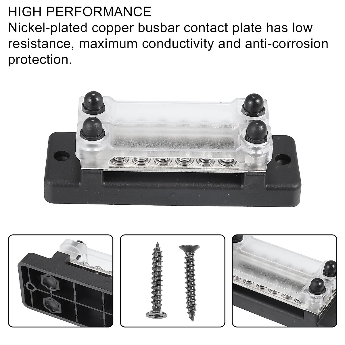 X AUTOHAUX Dual 6 Way Terminal Bus Bar Ground Power Distribution Terminal Block Battery Bus Bar 150A Bus Bar Block with Cover for Auto Marine Car