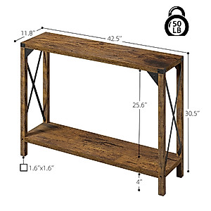 IDEALHOUSE Entryway Table, 43 Inch Farmhouse Console Table, 2-Tier Wood Sofa Table Furniture for Foyer, Living Room, Hallway, Easy Assembly (Vintage, 43" X 11.8" X 29.9")…