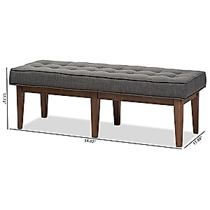 Baxton Studio Lucca Button Tufted Dining Bench in Dark Gray