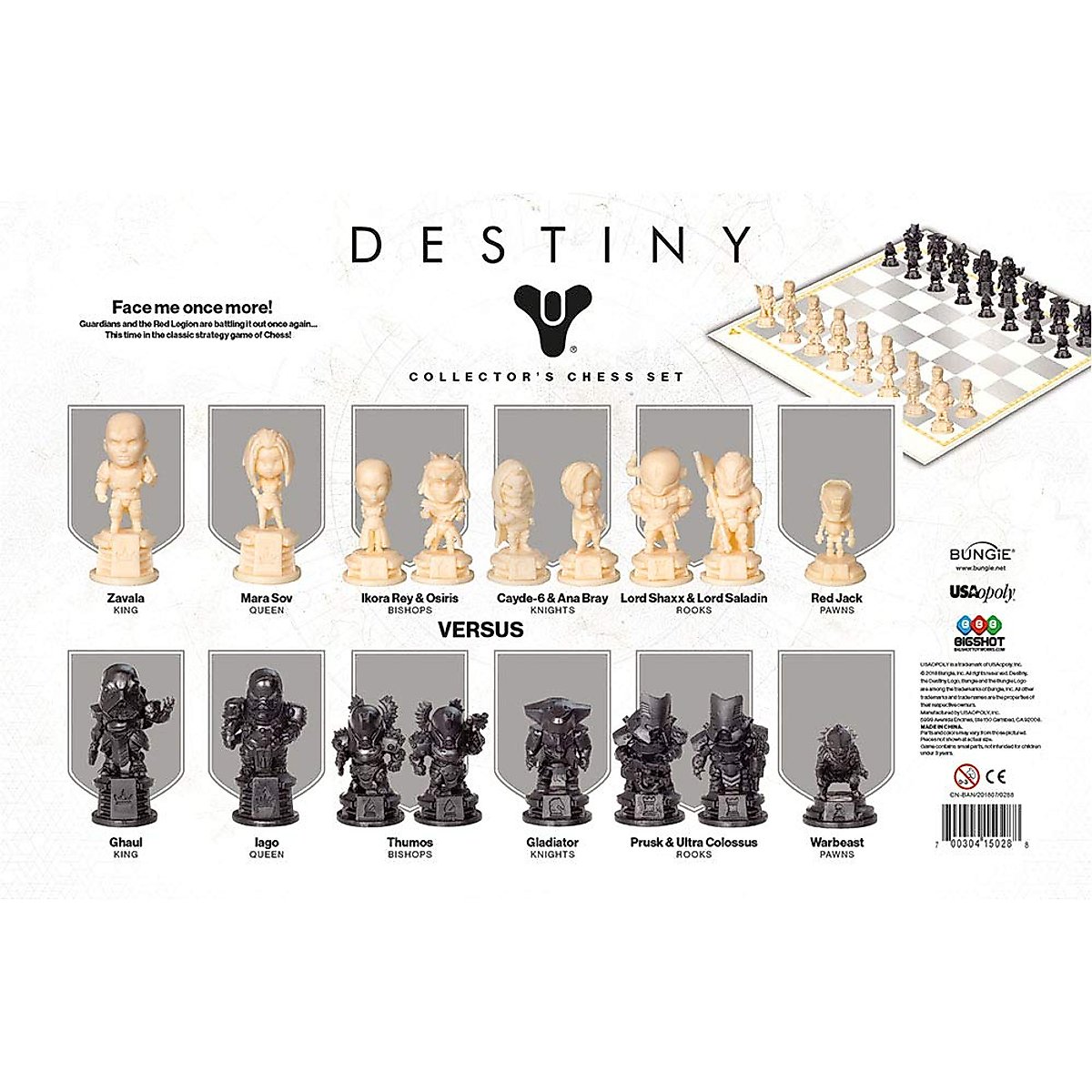 USAOPOLY Destiny Chess Set | Destiny 2 Video Game Chess Game | 32 Custom Sculpt Collectable Figure Chess Pieces and Custom Chess Board