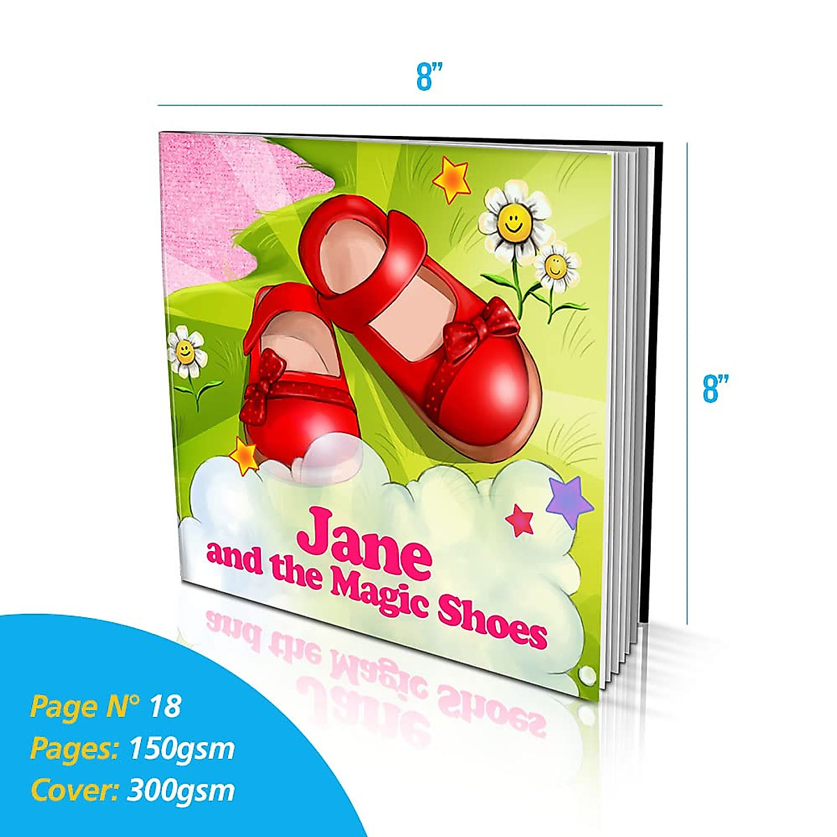 Personalized Story Book by Dinkleboo The Magic Shoes Girls 0 to 8 Years Old - Story About Your Daughter’s Magical Adventure - Soft Cover -Smooth, Glossy Finish (8"x 8")