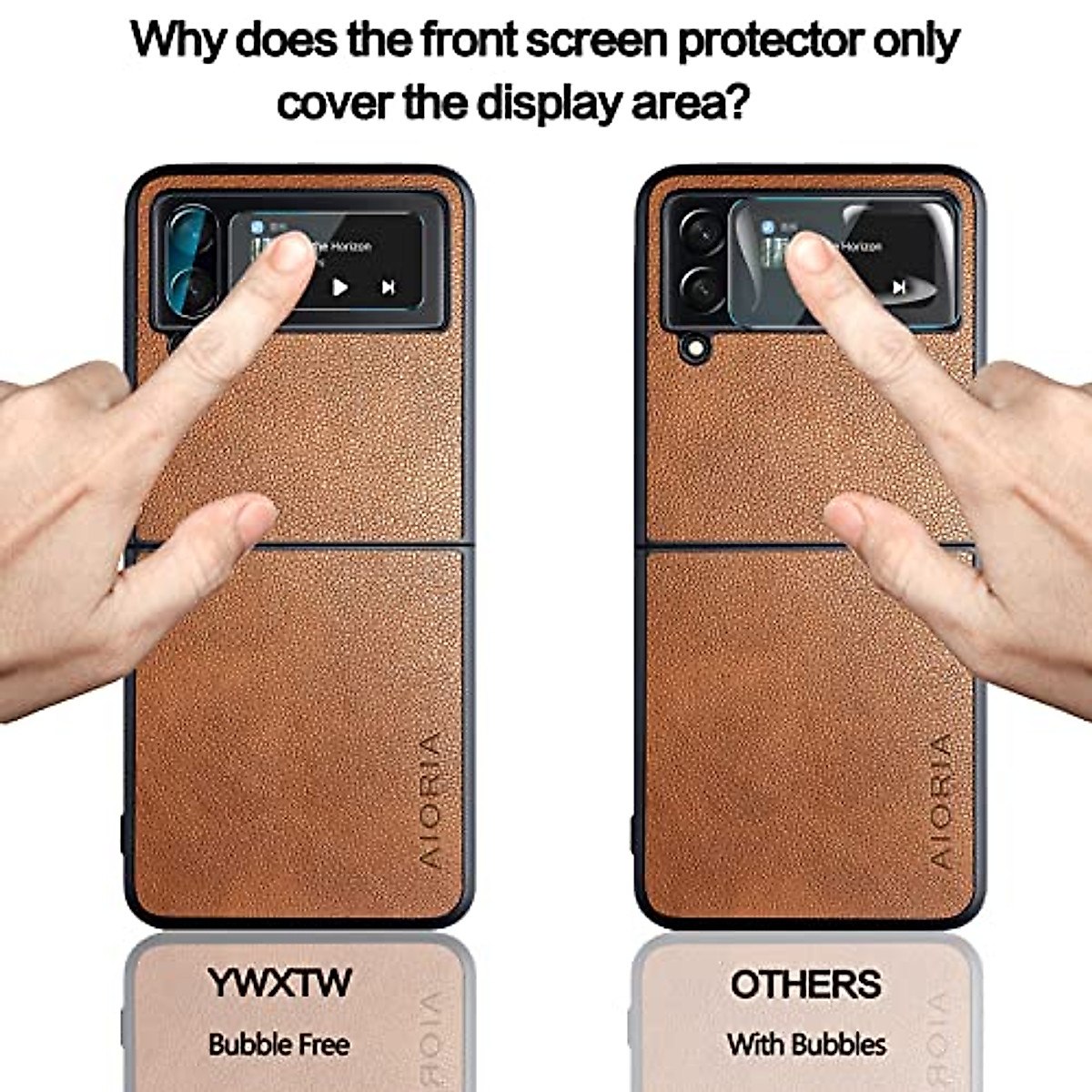 YWXTW for 2 Pack Samsung Galaxy Z Flip 4 Front Screen Protector and 2 Pack Camera Lens Protector, HD Clear Anti-Scratch Tempered Glass Camera Screen Protector [Does not Affect Night Shots]
