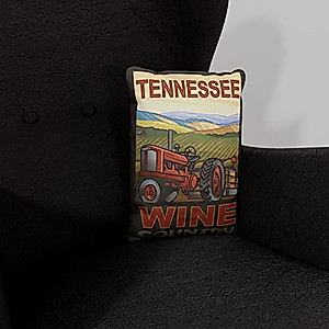 Tennessee Wine & Tractor Canvas Throw Pillow for Couch or Sofa at Home & Office from Travel Artwork by Artist Paul A. Lanquist 13" x 19".