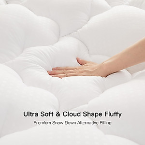 Belffin Pillow Top Mattress Topper Twin Size, Mattress Pad Cover with 8-21 Inch Deep Pocket, Bed Mattress Protector for Back Pain Relief, Soft Breathable Overfilled Down Alternative Filling, White