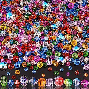 636pcs Glass Beads for Jewelry Making - Colorful Rainbow Craft Crystal Beads with Loose Beads Sparkly Beads Hole Drilled DIY for Bracelets Craft Earrings Marking