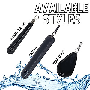 Reaction Tackle Tungsten Drop Shot (Black, Skinny, 1/2)- Tie on