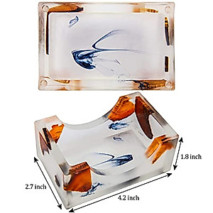 Wood Coasters with Holder, GOH DODD Wooden Drink Coasters Set, Modern Epoxy Coasters, Suitable for Most Kinds of Cups, 6 Pieces, Square