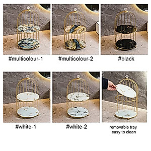 WINTENT Makeup Organizer 2 tier,Cosmetic Organizer Shelf with Removable Glass Tray,Wire Vanity Organizer Rack for Dresser Countertop Bathroom (Black)