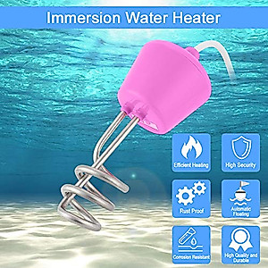 Resistance Water Heater, Immersion Heater 2000 W with Digital Thermometer Automatic Shut-Off Floating Electric Immersion Heater Made of Stainless Steel for Bathtub, Bucket, Pool (2 m)