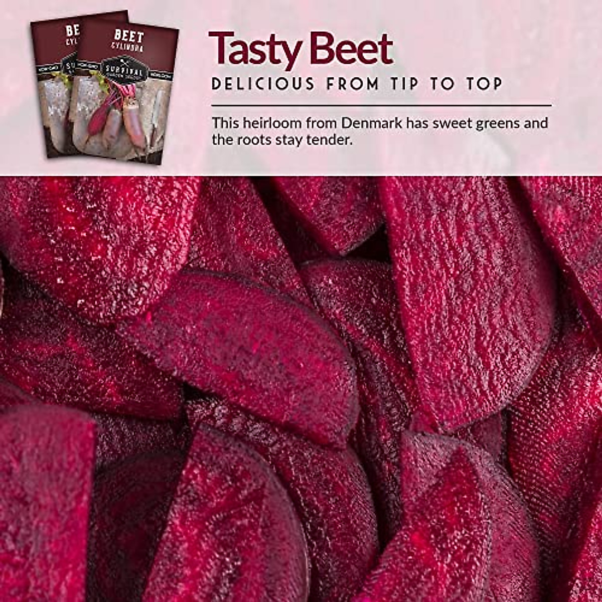 Survival Garden Seeds - Cylindra Beet Seed for Planting - 3 Packs with Instructions to Plant and Grow Dark Red Beets in Your Home Vegetable Garden - Non-GMO Heirloom Variety