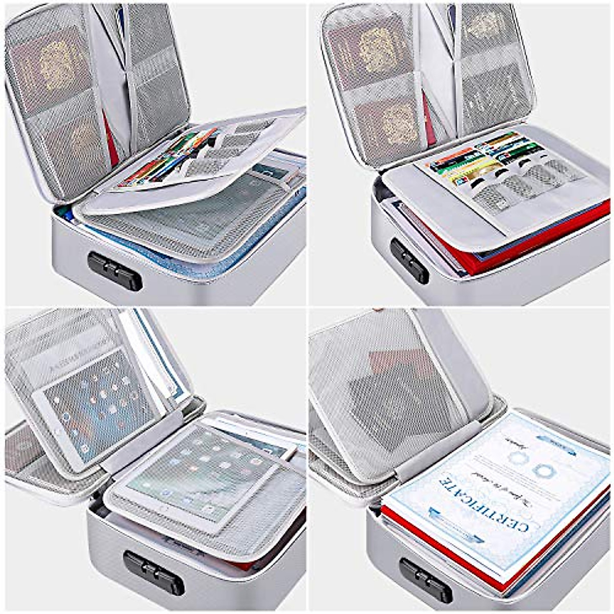 ENGPOW File Storage Bags,Fireproof Document Organizer Bag with Money Bag,Home Office Travel Safe Bag with Lock,Multi-Layer Portable Filing Storage for Important File Passport Certificates