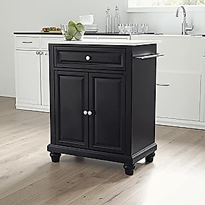 HomeStock French Fabulous Stone Top Portable Kitchen Island/Cart Black/White