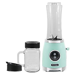 Americana EPB399M by Elite Glass Mason Jar Blender with 17oz Jar + 20oz. Sports Bottle, Blend Personal Smoothie, Crush Ice, Shakes, Keto Protein, 300 Watts
