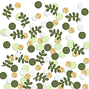 Greenery Gold Eucalyptus Confetti Baby Shower Sage Green Gold Scatter Table Decoration Country Nature-Theme Party Bridal Shower Party Wedding Classroom Nursery Decor Supplies 210 Pcs