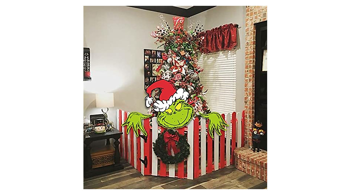3PCS Grinch Fence Decor for Christmas - Fun Yard & Tree Topper