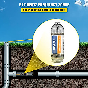 VEVOR 512HZ Sonde 8/5" and 1/4-20" Connectors Rigid Drain Locating & Detecting Small Sewer & Pipelines, Silver