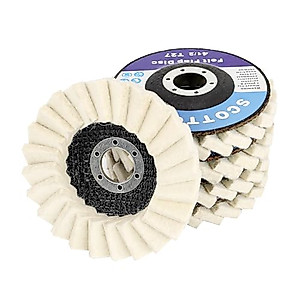 SCOTTCHEN Felt Flap Disc Abrasives 4-1/2" x 7/8" Arbor Buffing Polishing Wheel for Angle Grinder - 5 Pack