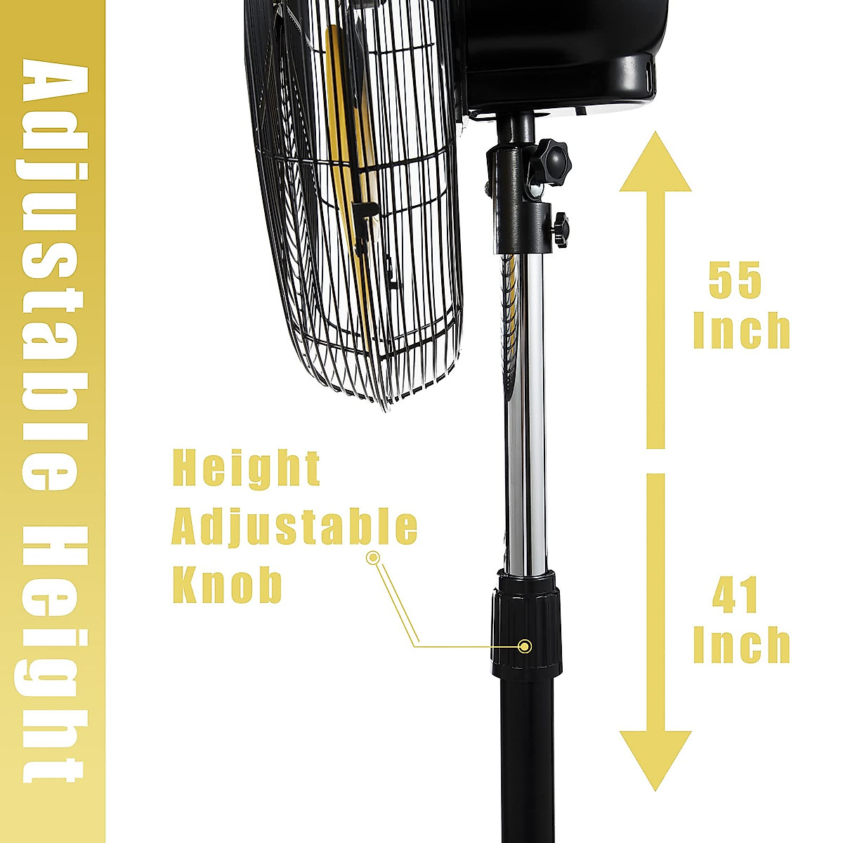 HiCFM 5000 CFM 20 inch High Velocity Pedestal Oscillating Fan with Powerful 1/5 Motor, 9ft Power Cord, Oscillation, Metal Body with Wheels for Garage, Commercial or Industrial - UL Safety Listed