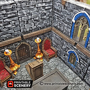 3DEGOS Church Chapel Chattels Furniture Set DND Terrain 28mm for Dungeons and Dragons, D&D, Pathfinder, Warhammer 40k, RPG, Miniatures, Age of Sigmar, Tabletop, D and D, Dungeons and Dragons Gifts