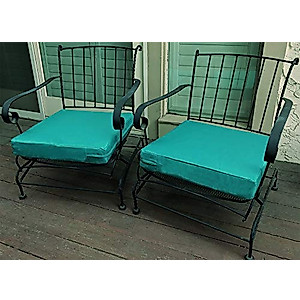 QQbed 6 Pack Outdoor Patio Chair Washable Cushion Pillow Seat Covers 24"X22"X4" Size - Replacement Covers Only (24"X22"X4" 6 Pack, Peacock Blue)