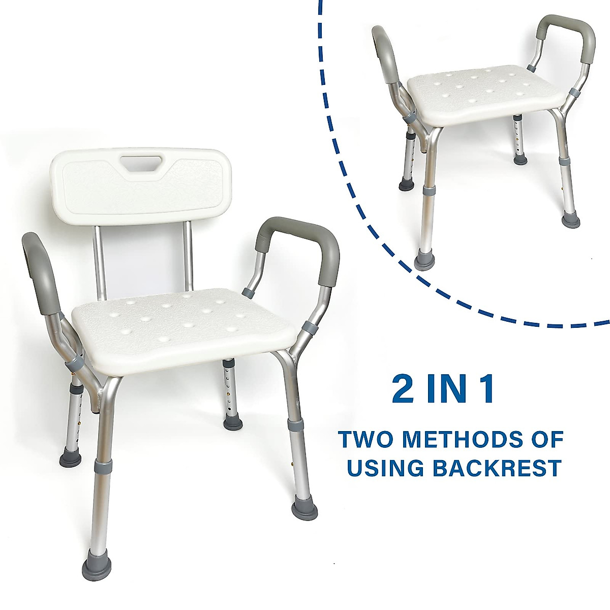 MAYCARE Heavy Duty Shower Chair Bath Seat for Inside Shower,with Padded Armrests and Back,Medical Tool Free Anti-Slip Shower Bench Bathtub Stool for Elderly, Senior, Handicap & Disabled (3102A)