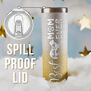 Onebttl Dog Mom Gifts, Dog Lover Gifts for Women, Best Dog Mom Ever, 20 oz Glitter Silver-Gold Insulated Tumbler - Border Collie Mom