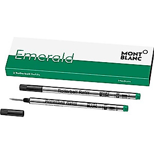 Montblanc Rollerball Refills (M) Emerald Green 118127 – Refill Cartridge with a Medium Nib for Rollerball Pens – 2 x Purple Pen Refills
