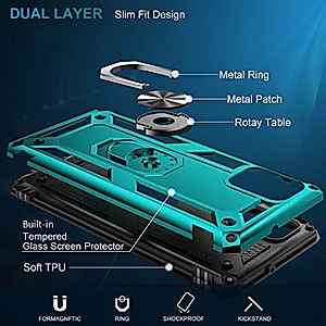 LUMARKE Galaxy A51 Case,Pass 16ft. Drop Tested Military Grade Cover with Magnetic Ring Kickstand Compatible with Car Mount Holder,Protective Phone Case for Samsung Galaxy A51 4G LTE Teal