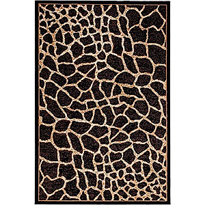 Modern Animal Print Skin Giraffe Circles Safari African Theme Area Rug (2’ X 3’)