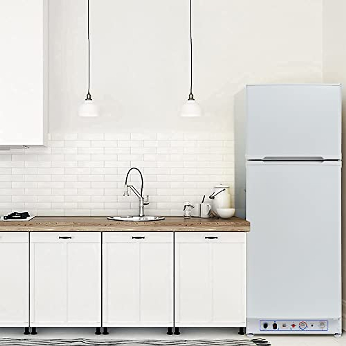 Techomey Propane Refrigerator with Freezer 9.35 Cu.Ft, Gas Fridge with Freezer Off Grid, 110v/LPG Dual Powers, RV Refrigerator for Outdoor, Truck, Camper, Kitchen, White