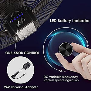 Rechargeable Cordless Floor Fan,16-Inch,Cordless Outdoor Fan, Industrial Fan,Air Circulating Fan ith 360-Degree Tilt,High Velocity Electric Industrial and Home Floor Fan for Camp, Commercial,Office …