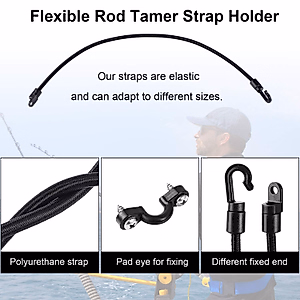 4 Pieces Rod Strap Holder Deck Mount Connector Mount Rod Strap Hold Down for Boat Kayak Boat Fishing(18 Inch)